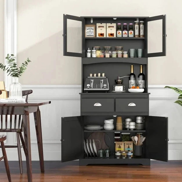 Marello Modern Pantry Buffet Cabinet – Black - Larders Direct
