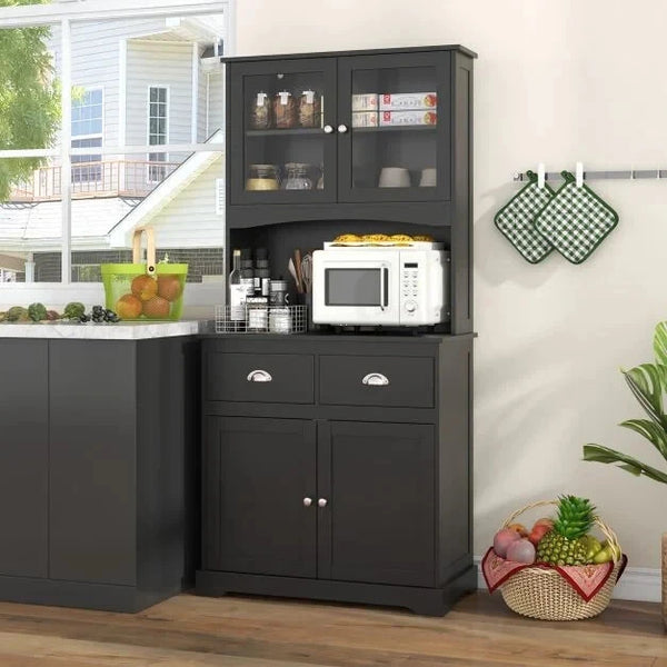 Marello Modern Pantry Buffet Cabinet – Black - Larders Direct