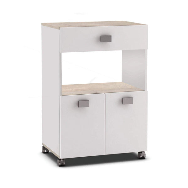 Allan Kitchen Storage Trolley - Matt White & Oak - Larders Direct