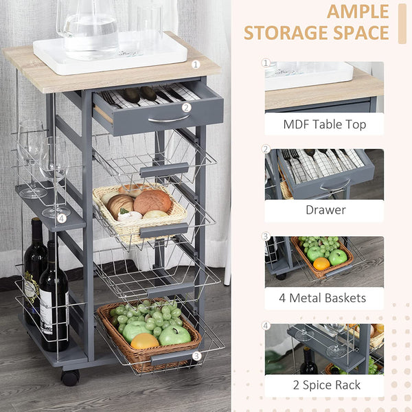 Rohan Kitchen Storage Trolley - Grey | Larders Direct - Larders Direct
