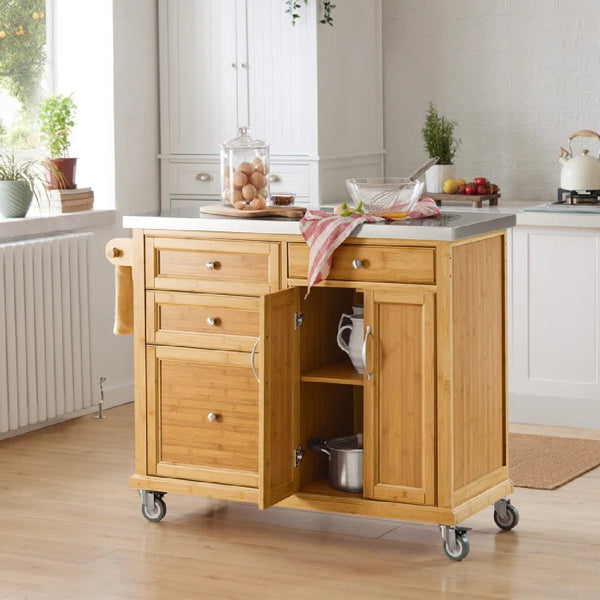 Jude Kitchen Storage Trolley - Bamboo | Larders Direct - Larders Direct